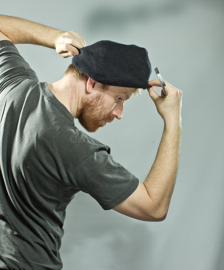 Plumber in Hat with Red Beard Stock Photo - Image of gesture, shaping ...