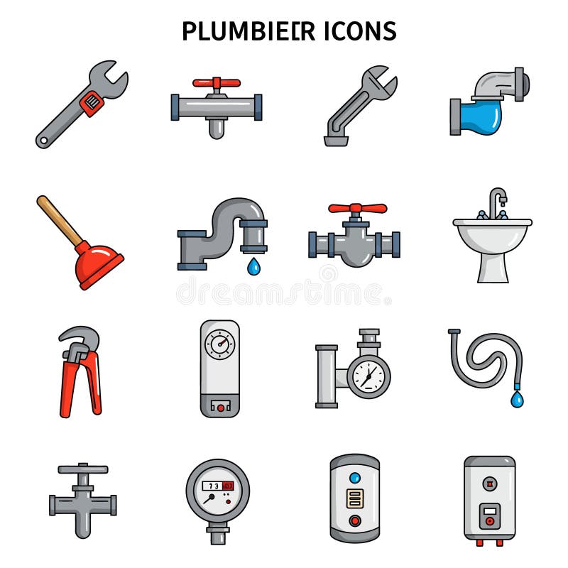 Plumber Icon Set Vector Illustration Stock Vector - Illustration of ...