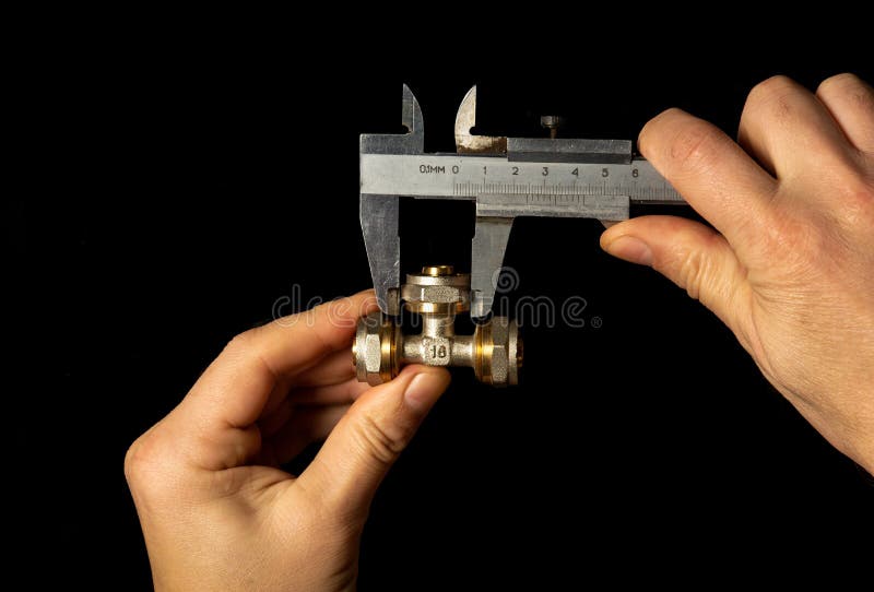 Brass Caliper Ruler stock photo. Image of brass, white - 185213610