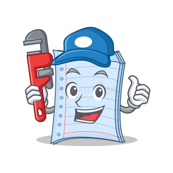 Plumber Notebook Character Cartoon Design Stock Vector - Illustration ...