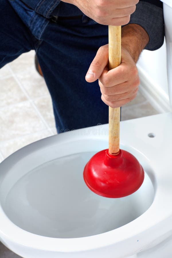 Plumber with a plunger stock photo. Image of work, professional - 17312924