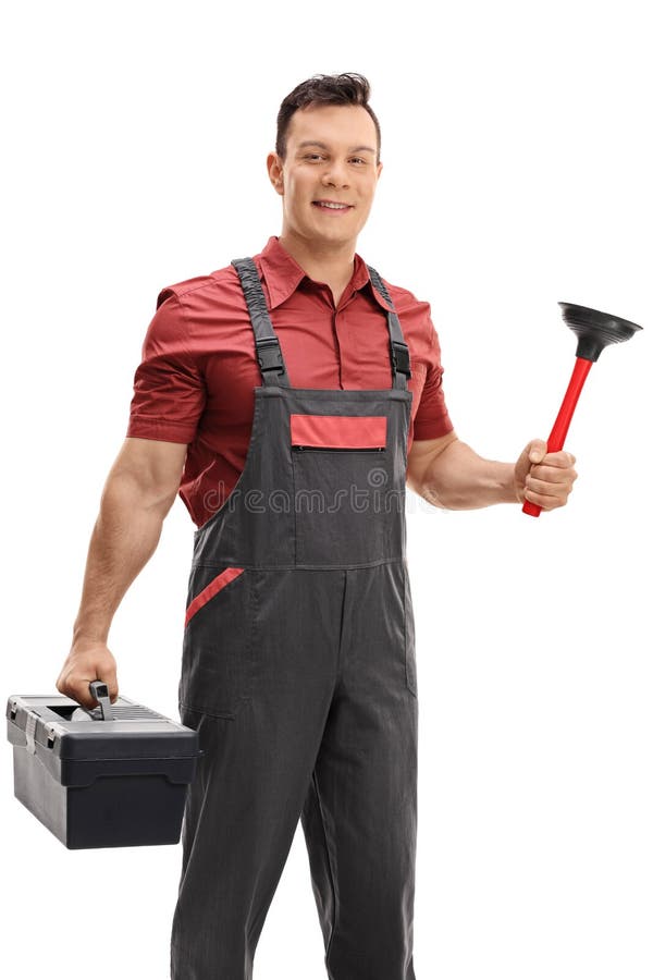 Plumber with a Plunger and a Toolbox Stock Image - Image of ...