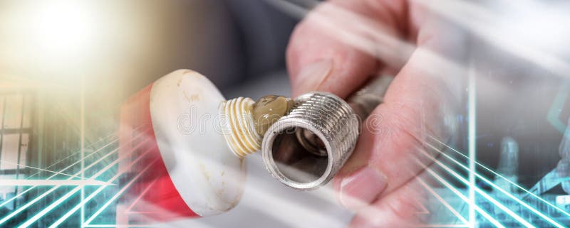 Plumber Putting Sealing Paste on a Thread; Multiple Exposure Stock ...