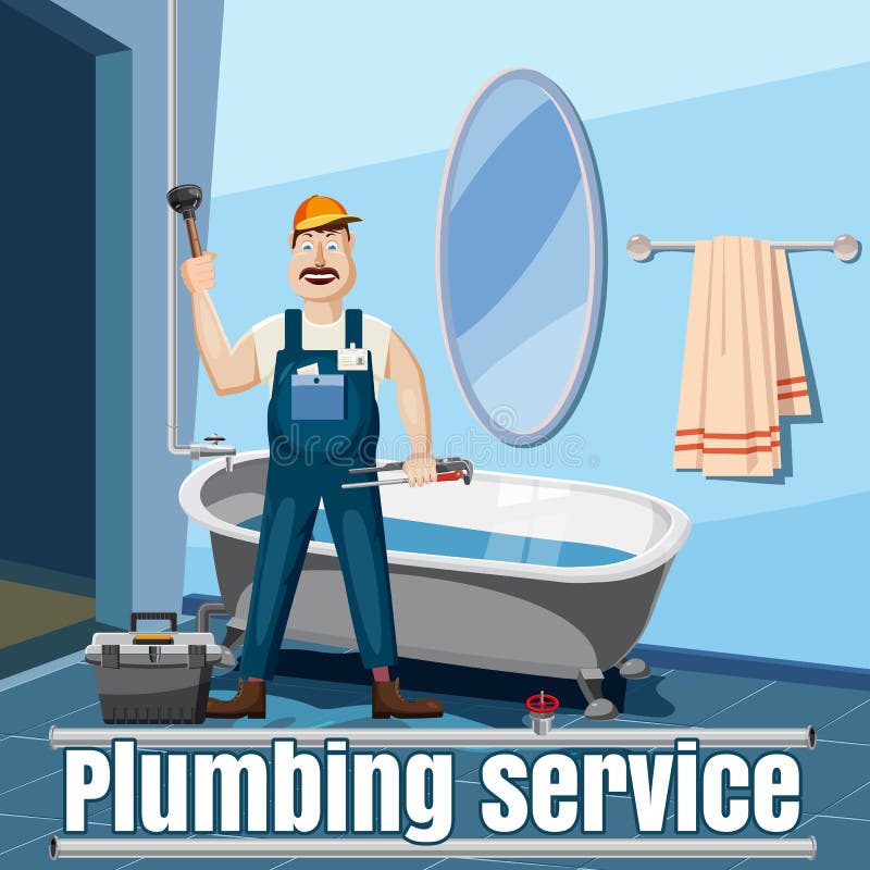 Plumber Repair Service Concept, Cartoon Style Stock Vector ...