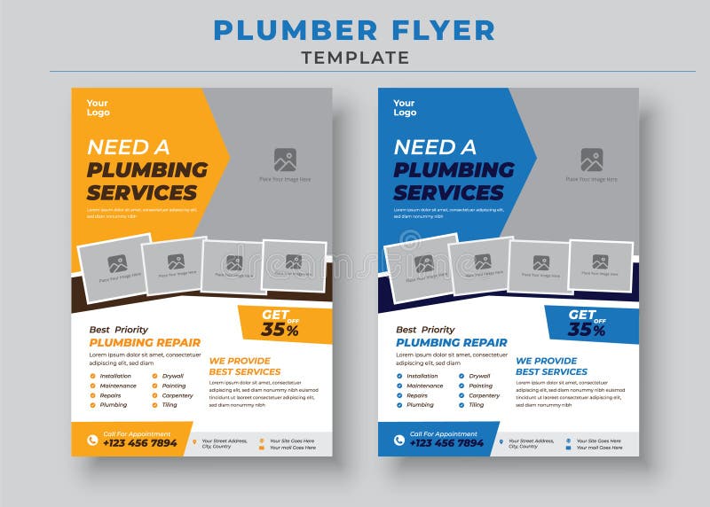 Plumber Service Flyer Template, Handyman and Plumber Services Flyer ...