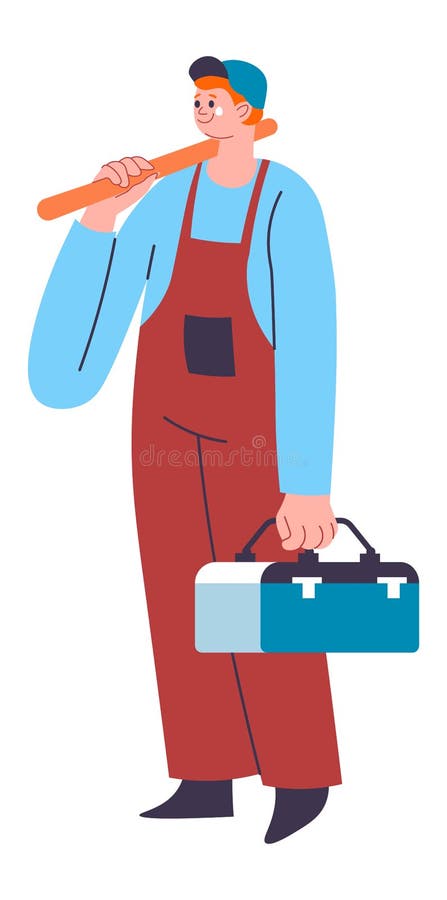 Construction Worker Carrying Toolkit Stock Illustrations – 12 ...