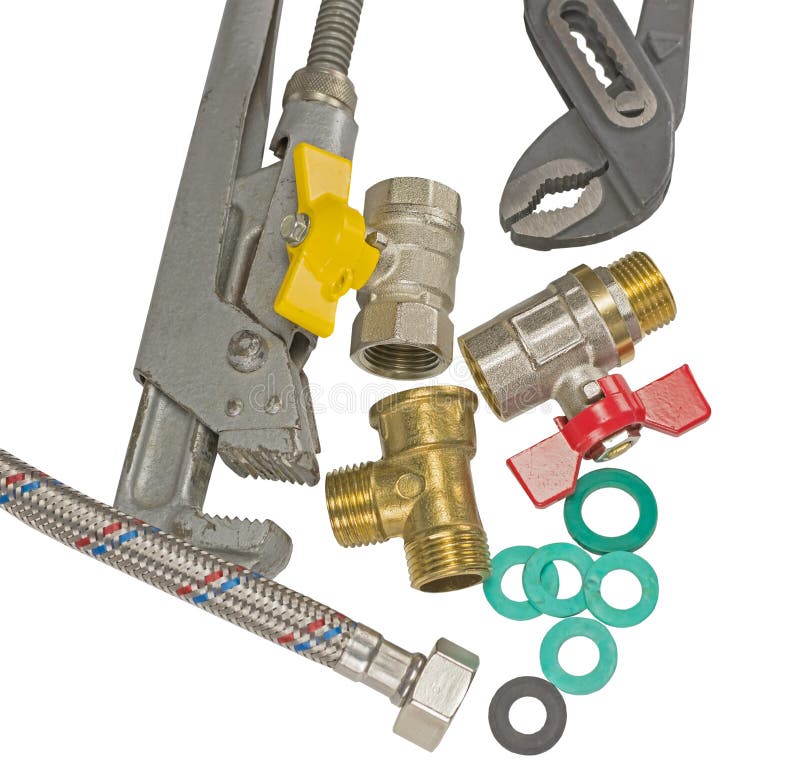 Plumbing Accessories and Tools Stock Photo - Image of industrial ...