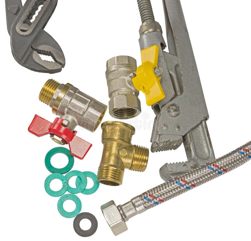 Plumbing Accessories and Tools Stock Photo - Image of service, plumbing ...