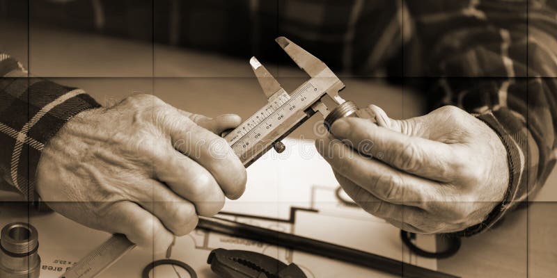 Plumber Using a Caliper, Geometric Pattern Stock Illustration ...