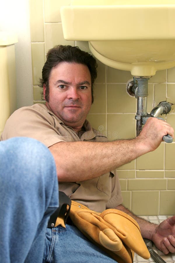 Plumber Working Full Body stock image. Image of body, belt - 4519075