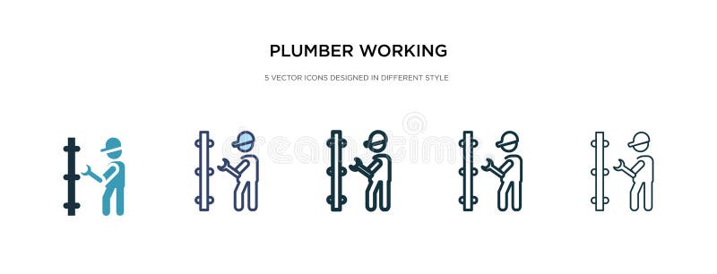 Plumber Working Icon in Different Style Vector Illustration. Two ...