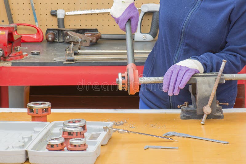Plumber working stock photo. Image of steel, lathe, metal - 75770668