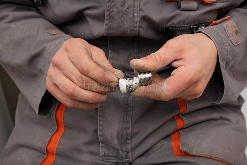 Plumber Works in a Bathroom Bath Toob Faucet Fixing Stock Image - Image ...