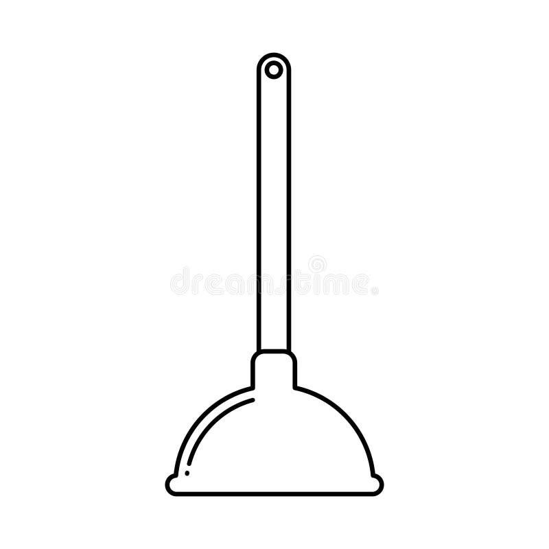 Plumbers Plunger Icon Line Drawing Vector Stock Vector - Illustration ...