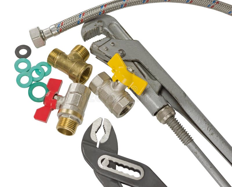 Plumbing Accessories and Tools Stock Photo - Image of service, plumbing ...