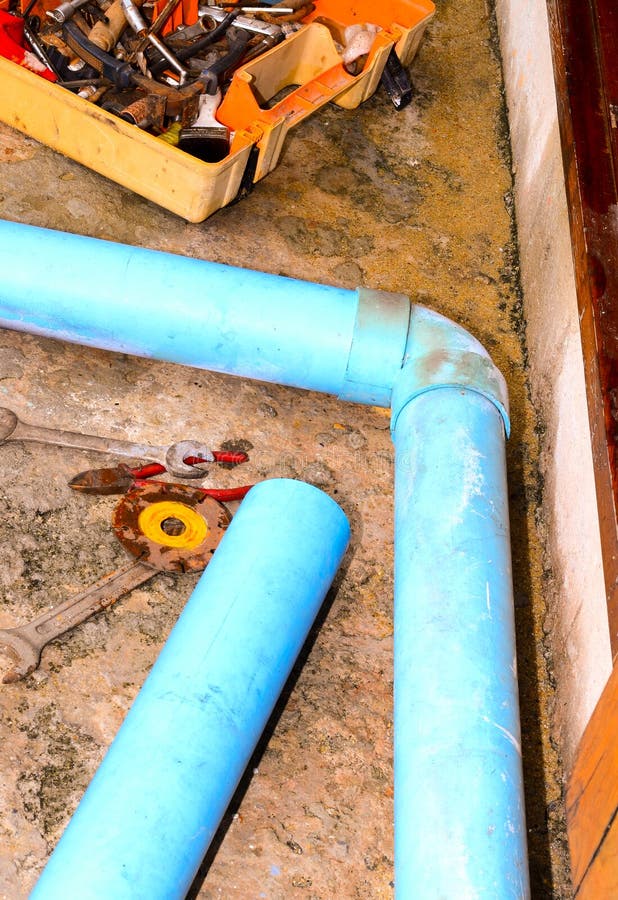 Plumbing Construction Equipment Tools. Stock Photo - Image of drain ...