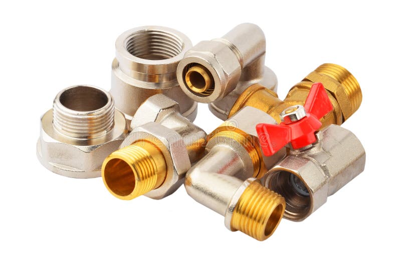 Plumbing fitting and tap stock photo. Image of industrial - 108420020