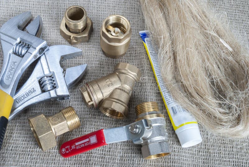 Plumbing Tools And Fittings Stock Photo - Image of trade, tradesman ...