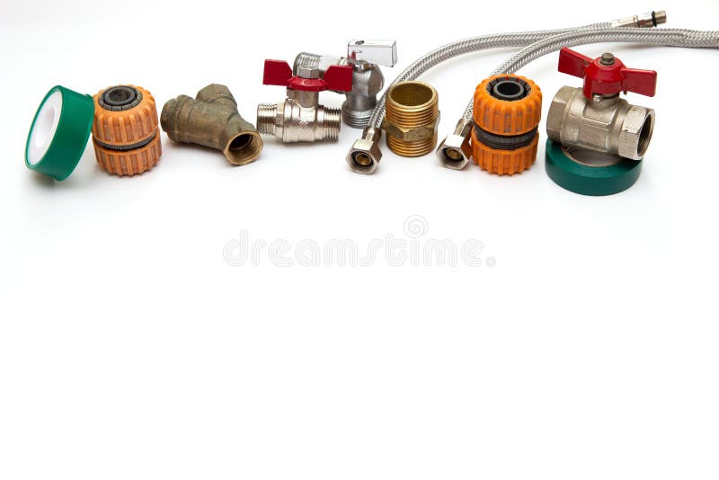 Plumbing Flat Lay Background with Copy Space. Work Tools and Pipeline ...