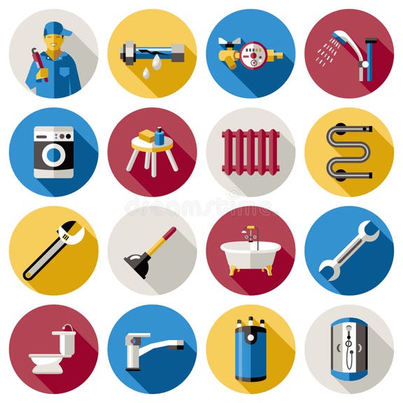Plumbing Icon Set stock vector. Illustration of bathroom - 76533973