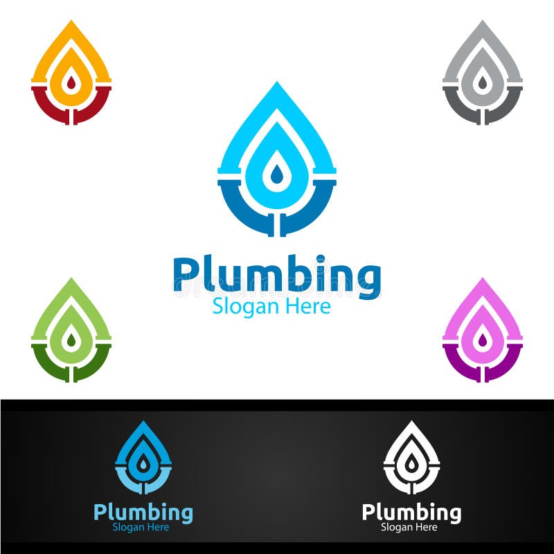 Plumbing Logo with Water and Fix Home Concept Stock Vector ...