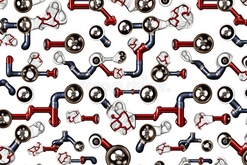 Plumbing Pattern in White Color. Generative AI. Stock Illustration ...
