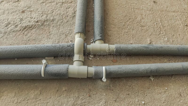 Plumbing Pipe at Construction Site during Water Supply Installation ...