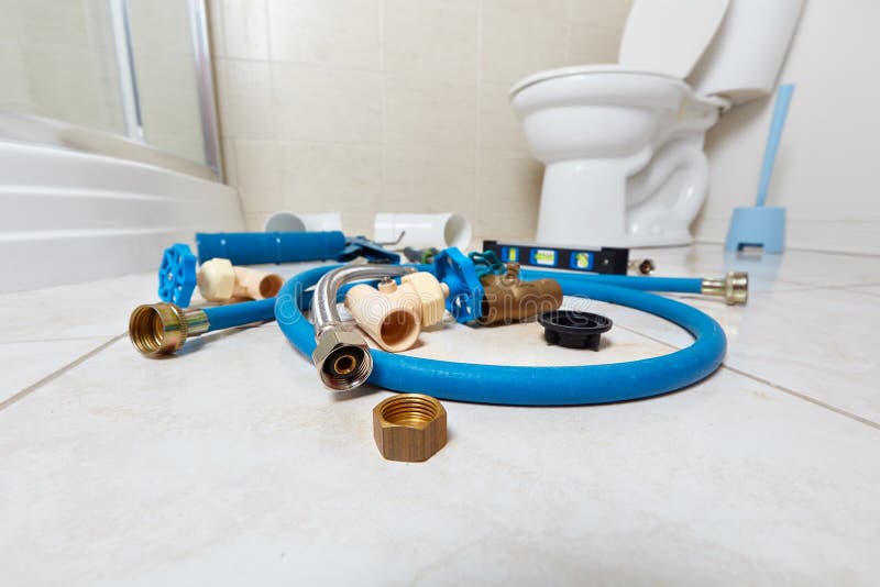 Plumbing repair tools. stock photo. Image of leak, pipes - 140892334