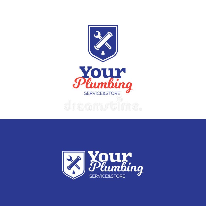 Plumbing Service Logo with Pipe, Wrench and Shield Stock Vector ...