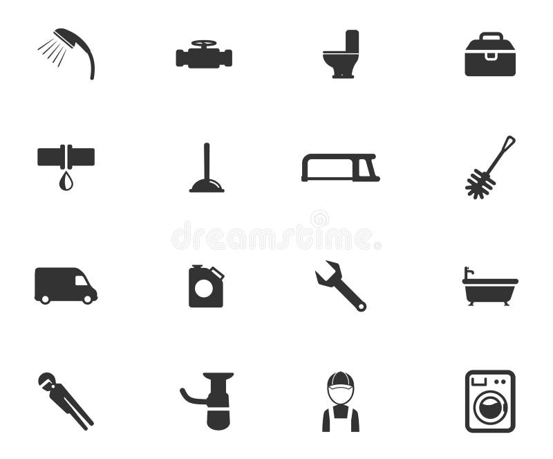 Plumbing Service Simply Icons Stock Vector - Illustration of bathroom ...