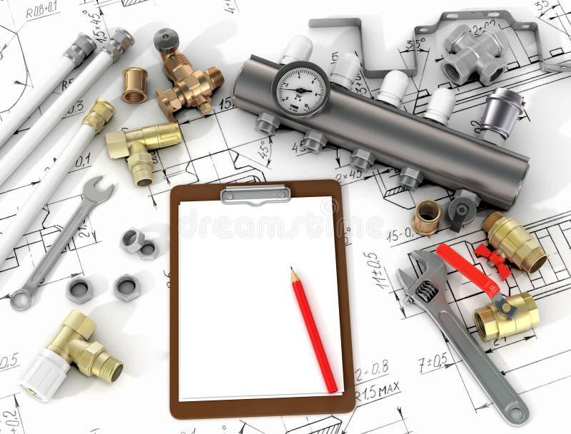 Plumbing tools stock illustration. Illustration of house - 59459530