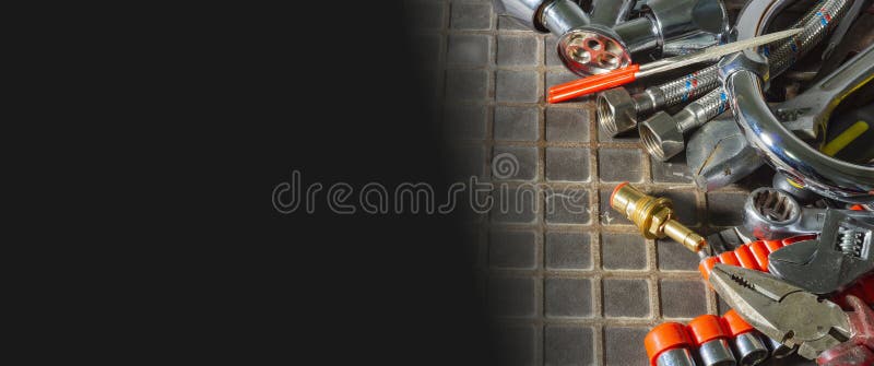 Plumbing Tools for Installing a Tap Stock Image - Image of objects ...