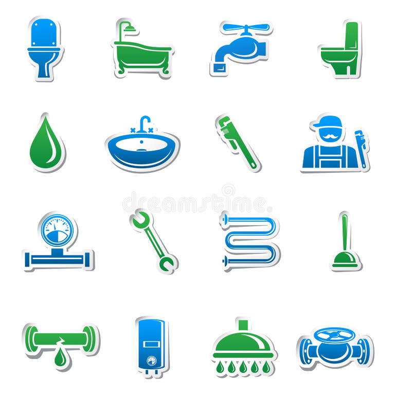 Plumbing Tools Sticker Collection Stock Vector - Illustration of ...