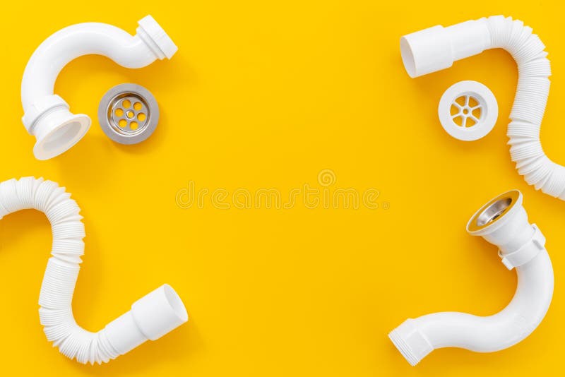 Plumbing Work Background Frame. Plumbing Pipes and Tools Stock Image ...
