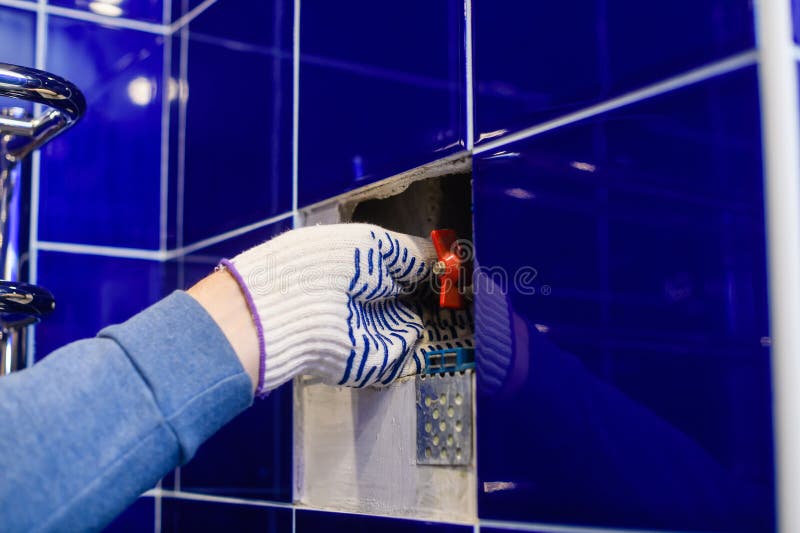 Plumbing Work and Pipe Repair in the Wall. Plumbing Work Stock Image ...