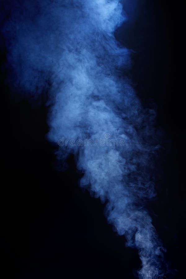 Plume of Blue/Grey Smoke on Black Background Stock Photo - Image of ...