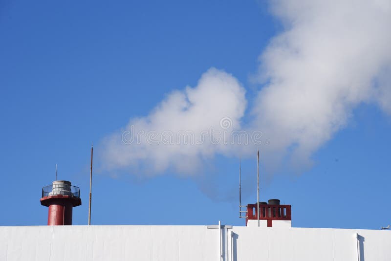 The Plume Rising from the Chimney Stock Image - Image of waste, blue ...