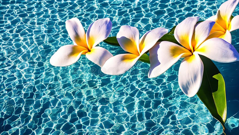 Plumeria Flower in the Swimming Pool Stock Illustration - Illustration ...