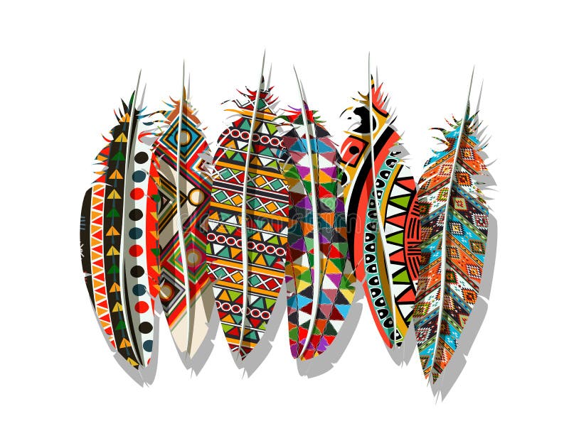 Plumes d'Amérindiens illustration de vecteur. Illustration du ramassage ...