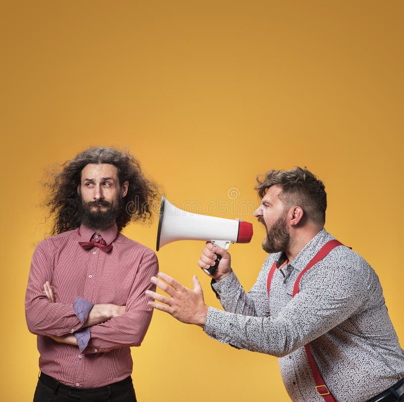 Plump Boss Yelling at the Employee Stock Photo - Image of male ...