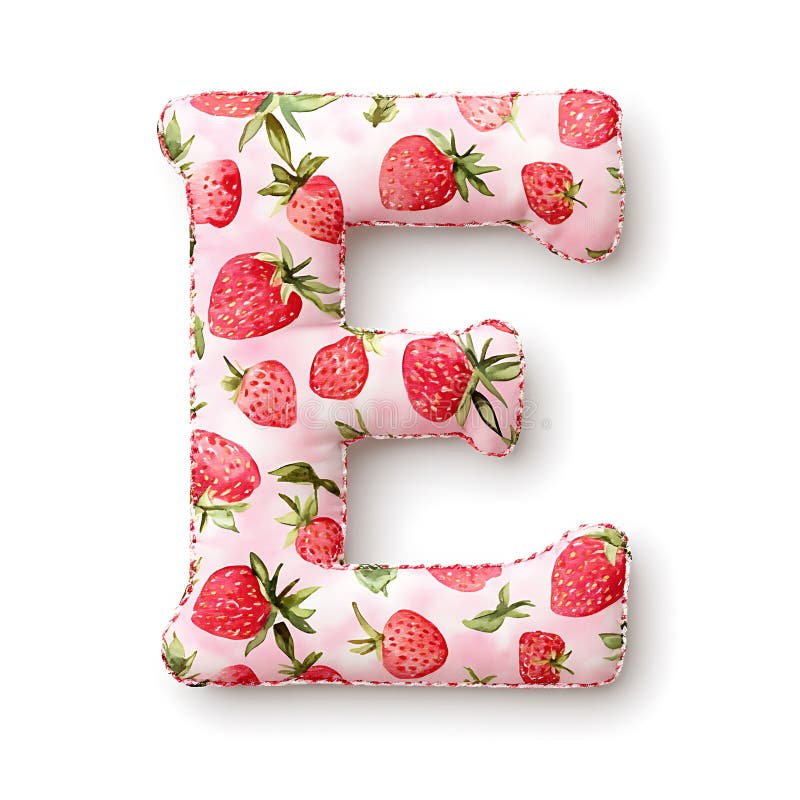 Plump Pink Letter E with Strawberry Pattern Stock Illustration ...
