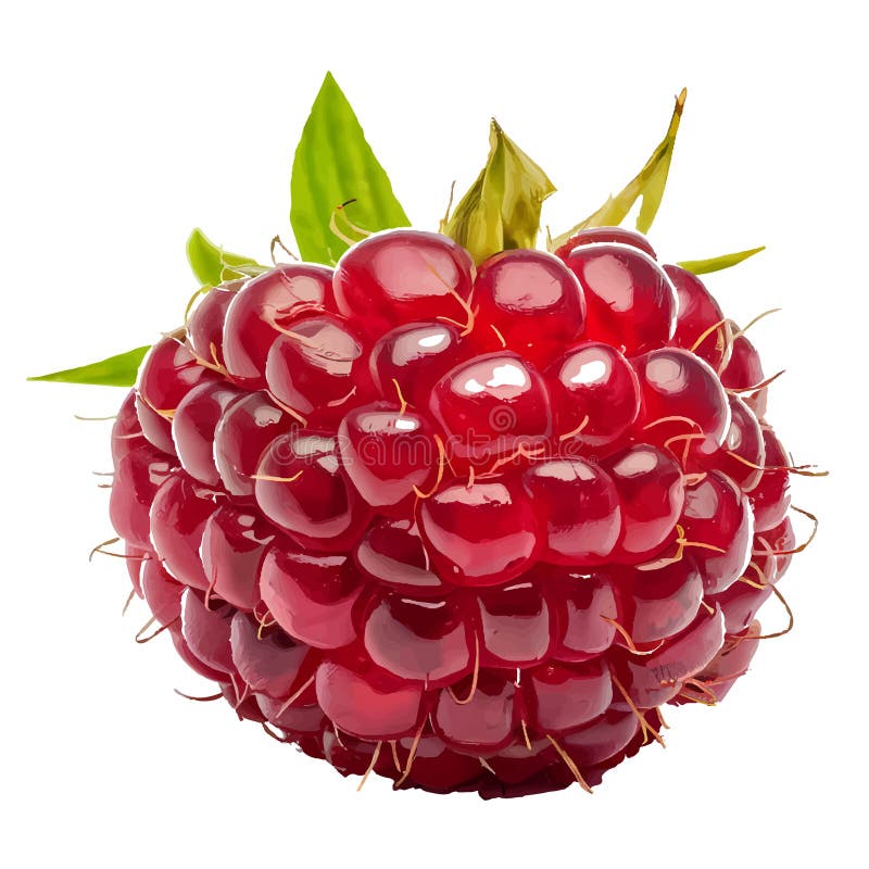 Plump Raspberry Fruit with Vibrant Red Color Isolated on a White ...