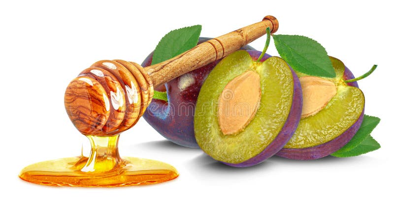 Plums with honey stock photo. Image of object, freshness - 294010498