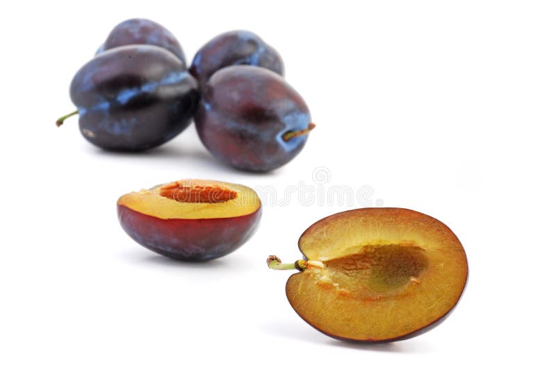 Plum. Plums Isolated on White Background. Healthy Fruits. Stock Image ...