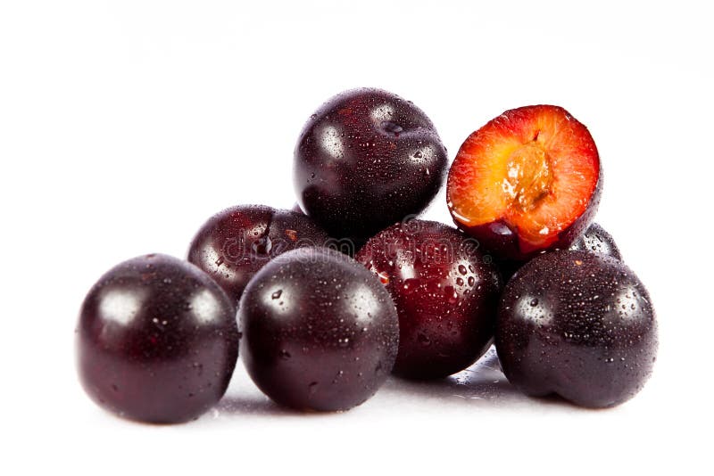 Plums Isolated on White Background Vegetable Food Stock Image - Image ...