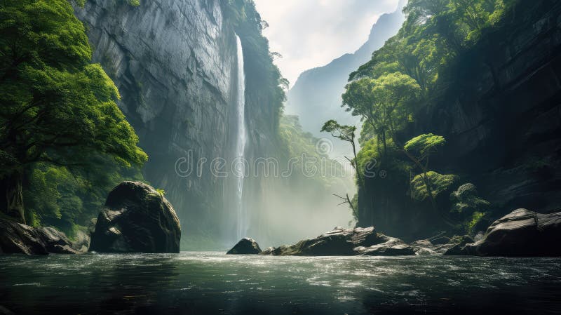 Plunge water falling stock illustration. Illustration of spray - 371843126