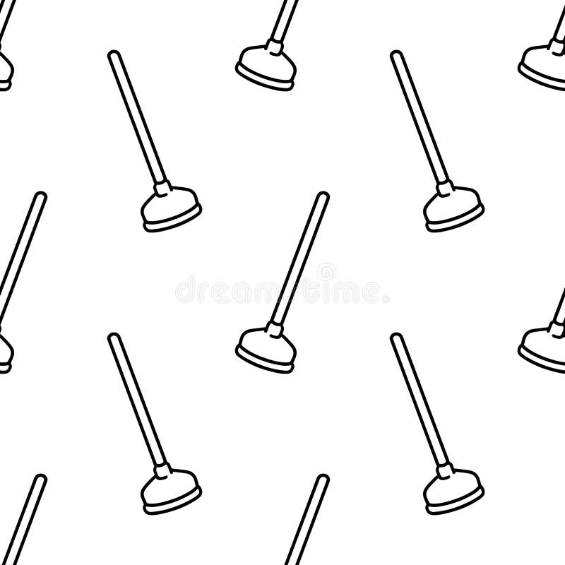 Plunger Cartoon Doodle Seamless Pattern, Vector. Stock Vector ...