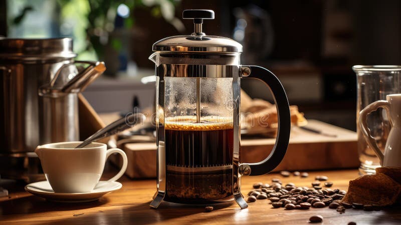 Plunger coffee making stock illustration. Illustration of coarse ...