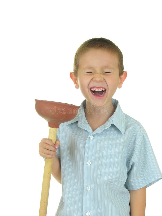 Plunger Kid stock image. Image of wood, wooden, sink, children - 368397