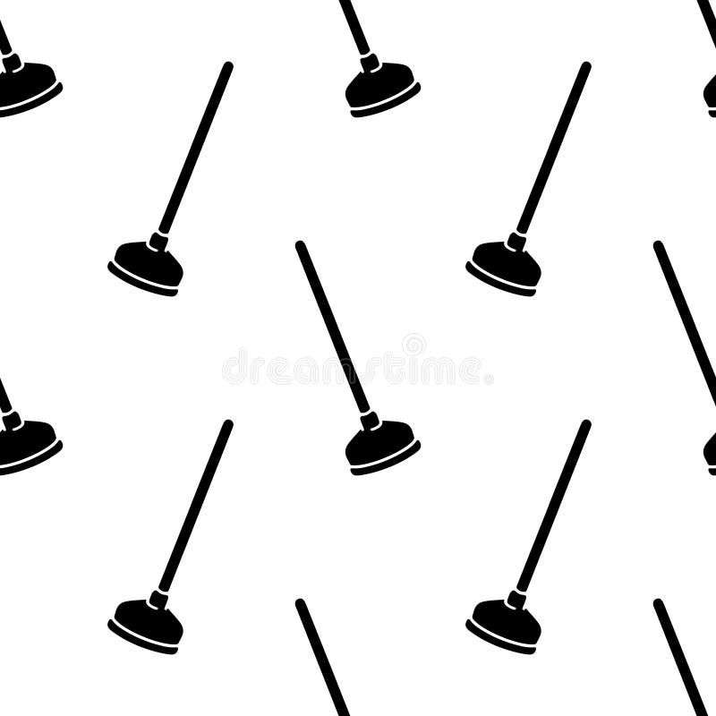 Plunger Silhouette Cartoon Seamless Pattern, Vector. Stock Vector ...